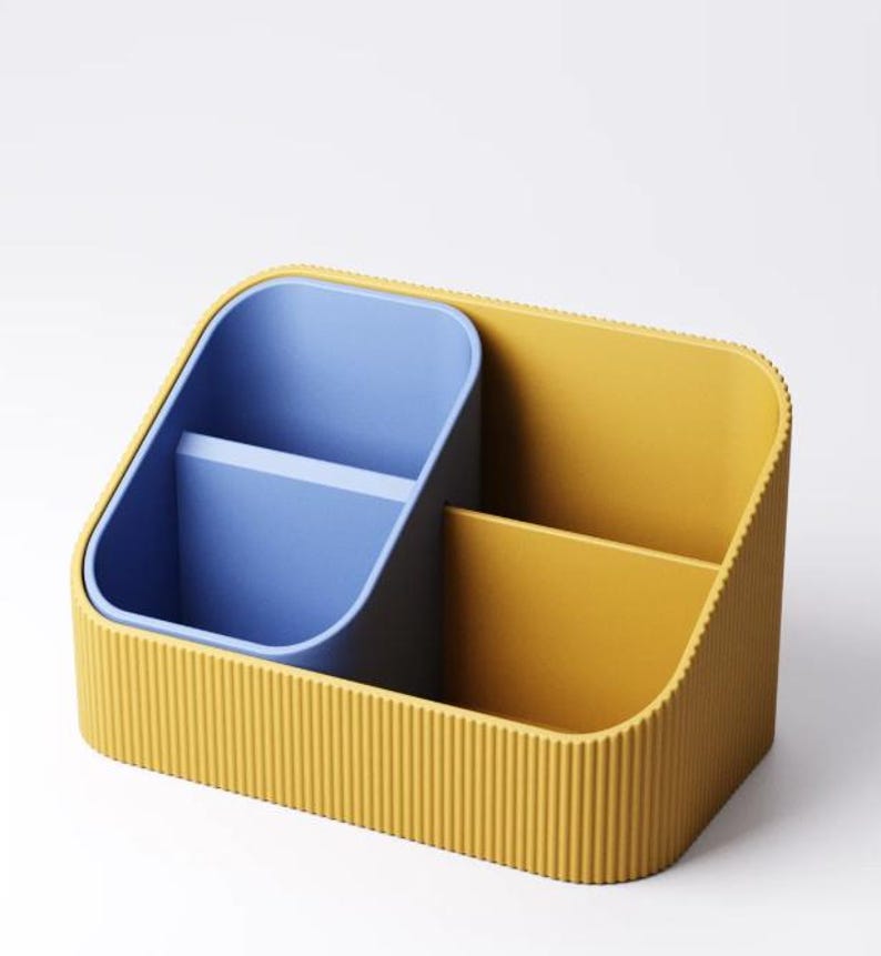 Multi-compartment Desk Organizer Set | Printed Office Storage | Ribbed ...