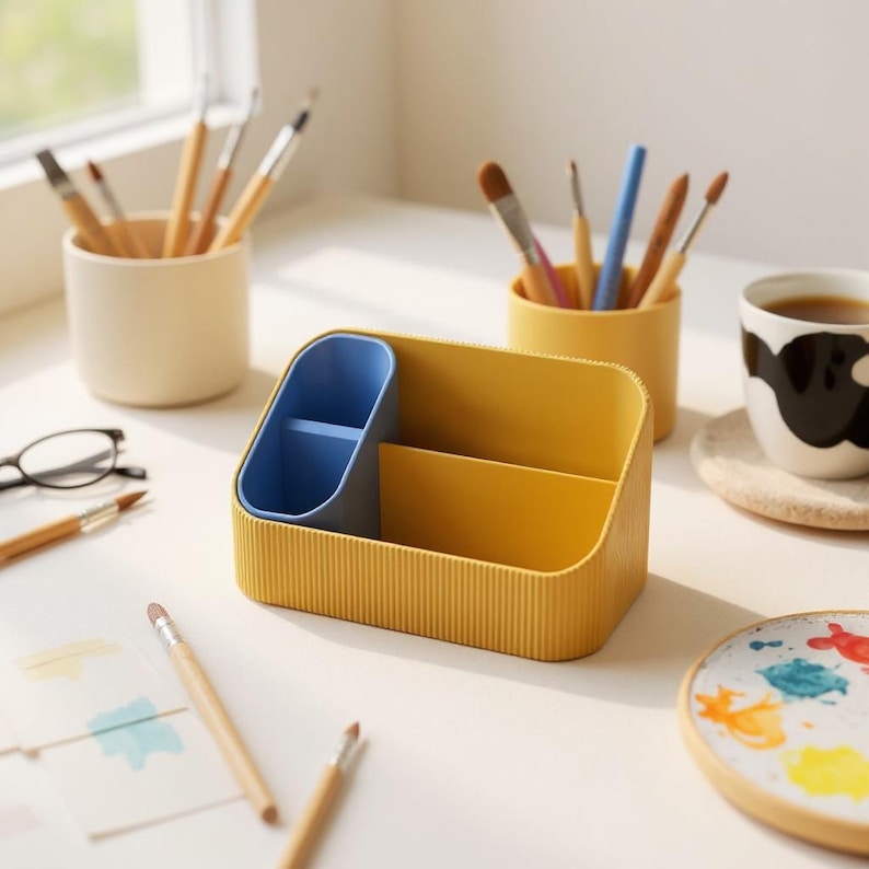 Multi-compartment Desk Organizer Set | Printed Office Storage | Ribbed ...