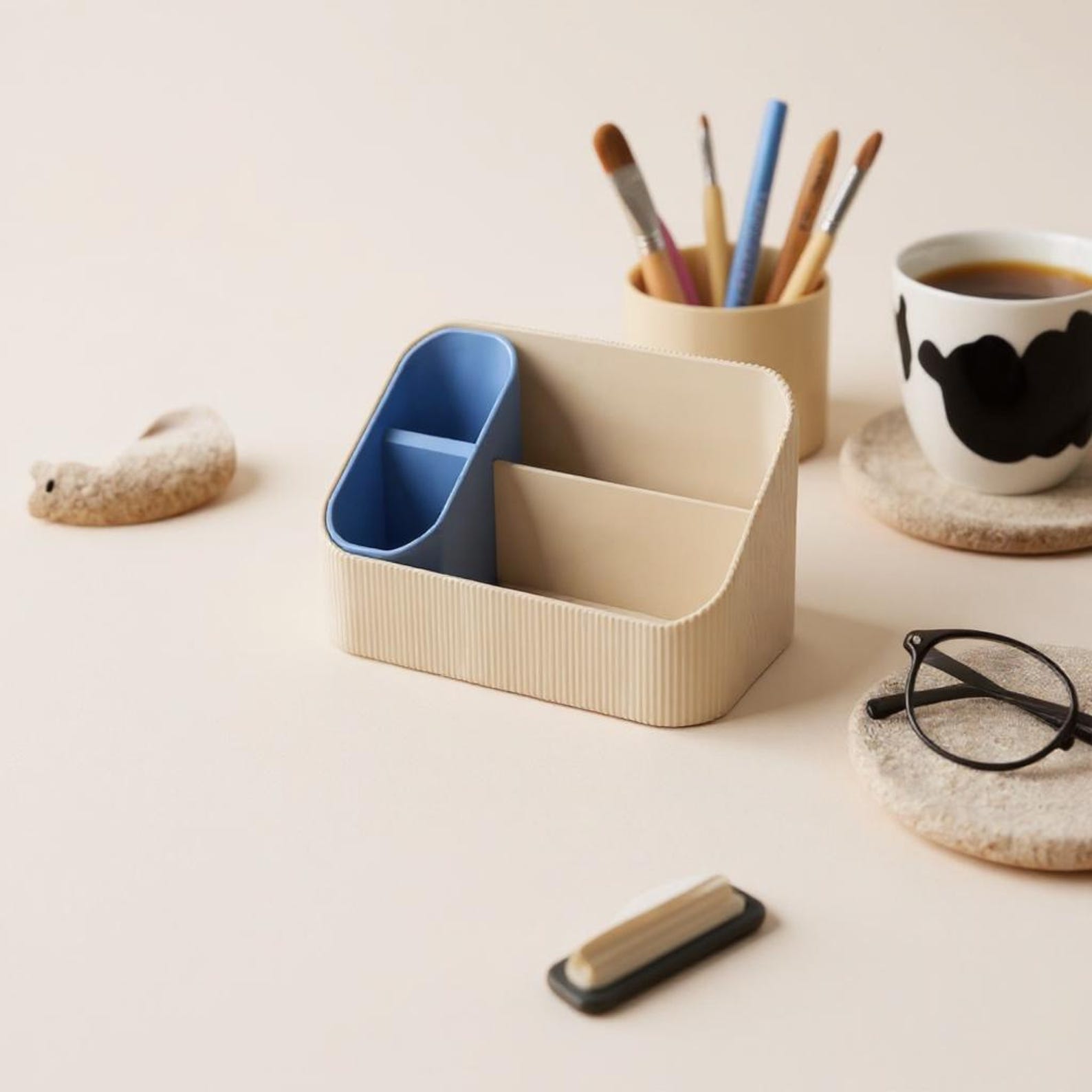 Multi-compartment Desk Organizer Set | Printed Office Storage | Ribbed ...