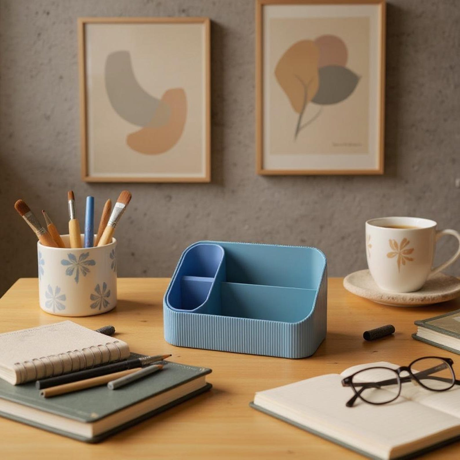 Multi-compartment Desk Organizer Set | Printed Office Storage | Ribbed ...