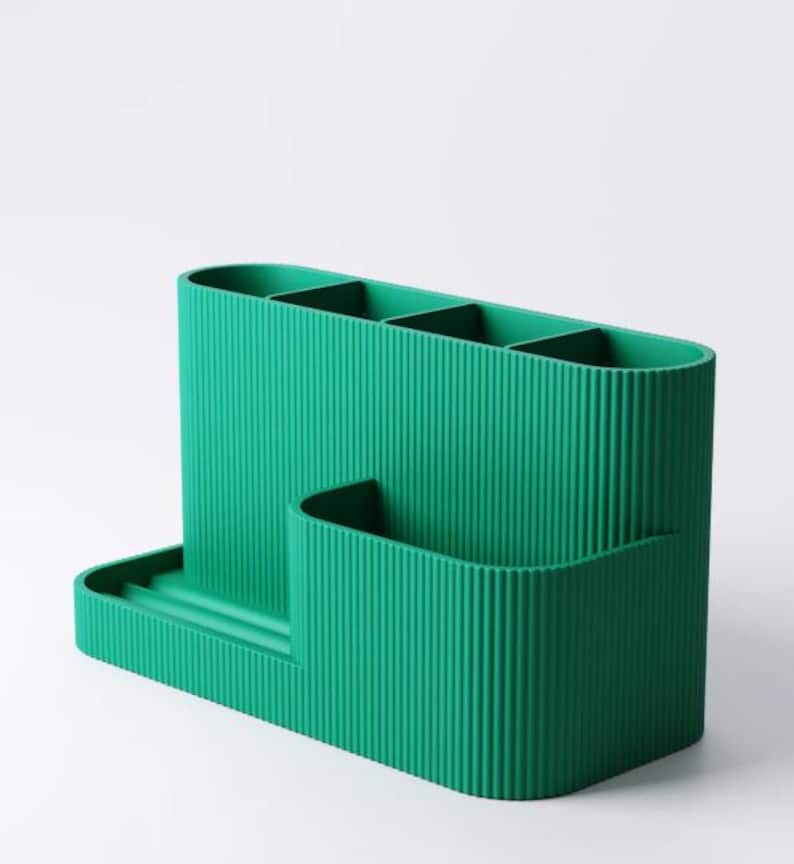 Multi-compartment Desk Caddy | Ribbed Office Organizer | Phone Stand ...