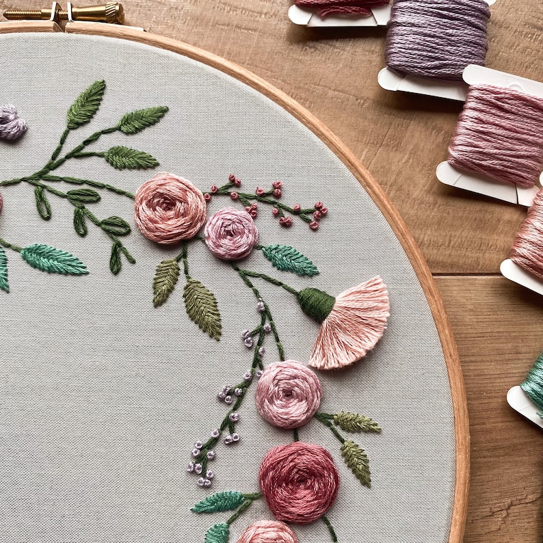 Floral Summer Wreath Floral Embroidery Pattern Embroidery - Etsy