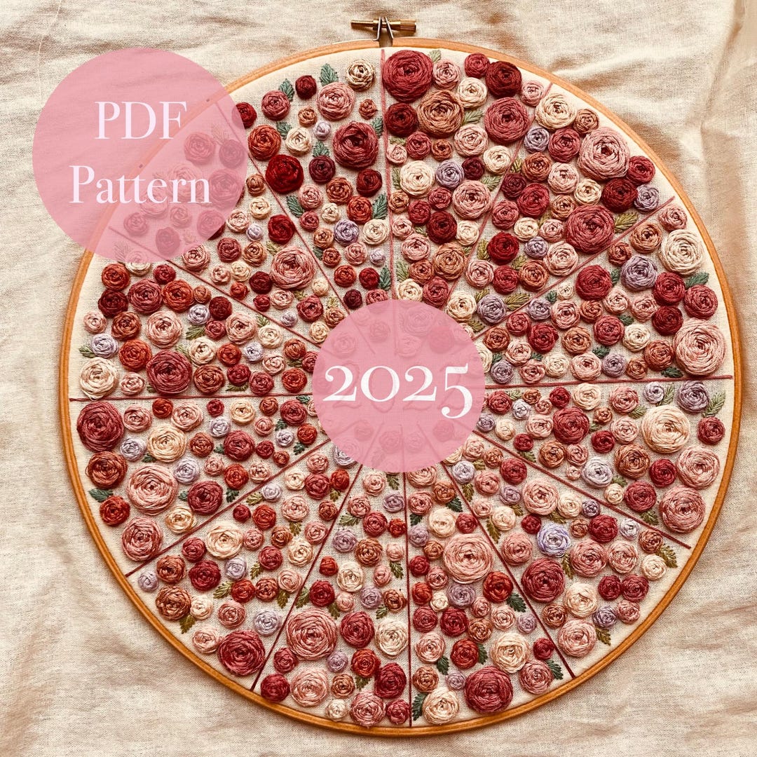 A Year in Flowers 2025 | 365 Stitch a Day | Embroidery Hoop Art PDF ...