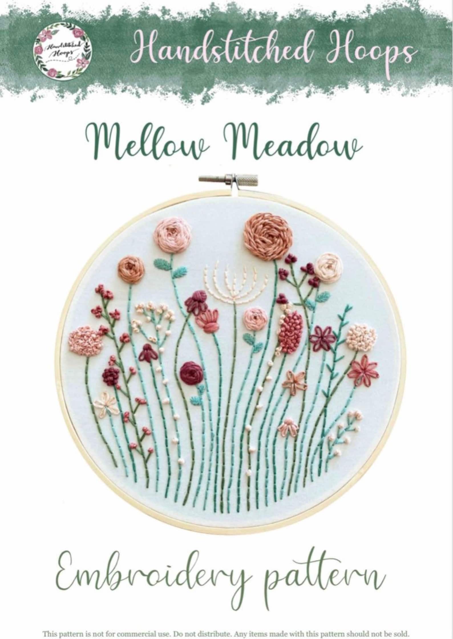 Mellow Meadow Floral Embroidery Pattern Embroidery Hoop - Etsy