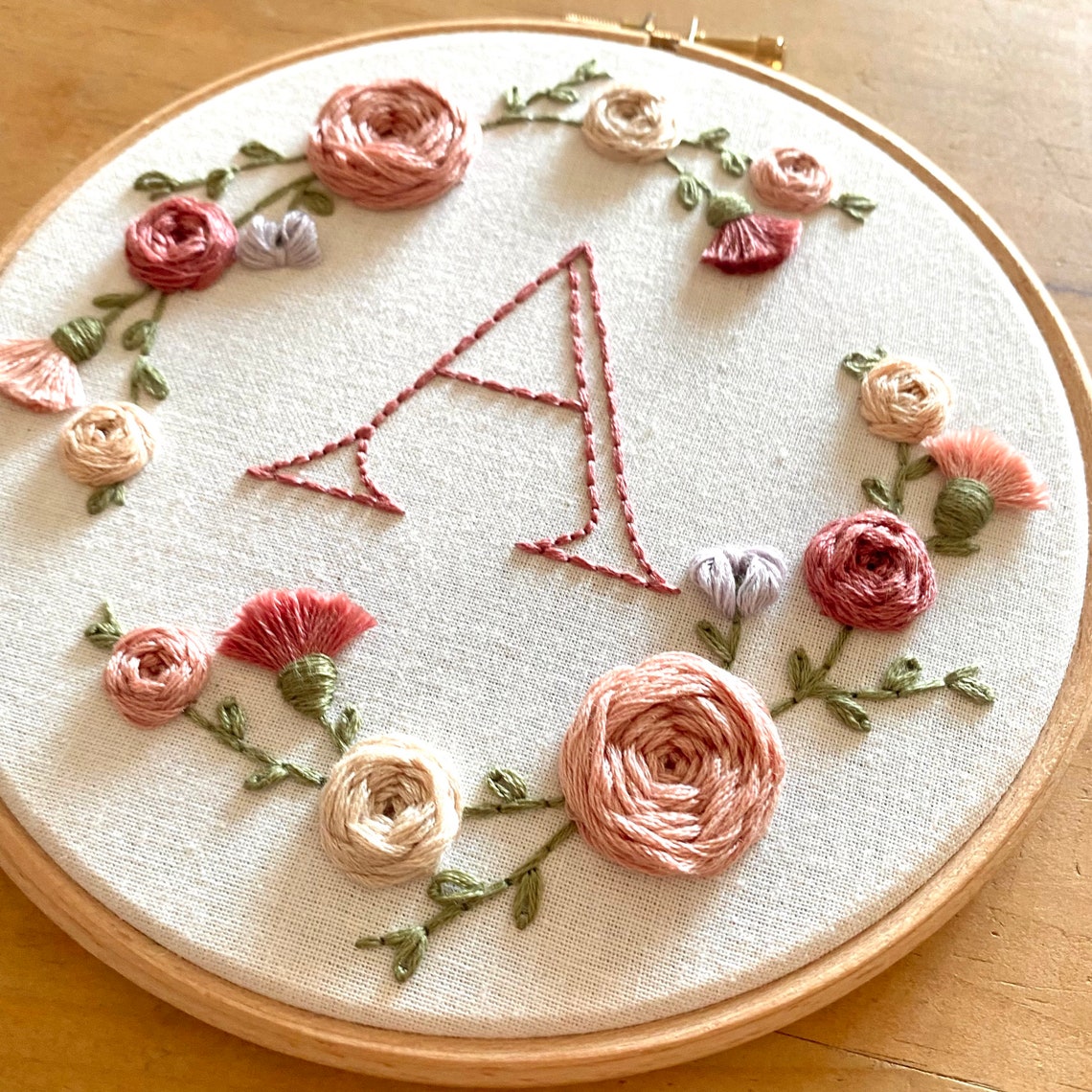 Floral Initial Hoop Embroidery Pattern Digital Download | Etsy