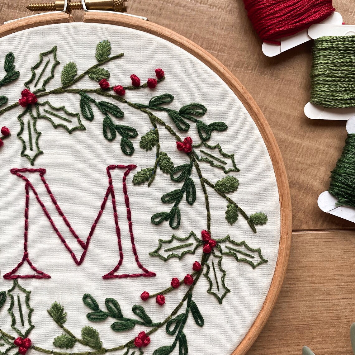Christmas Initial Hoop Embroidery Pattern Digital Download - Etsy