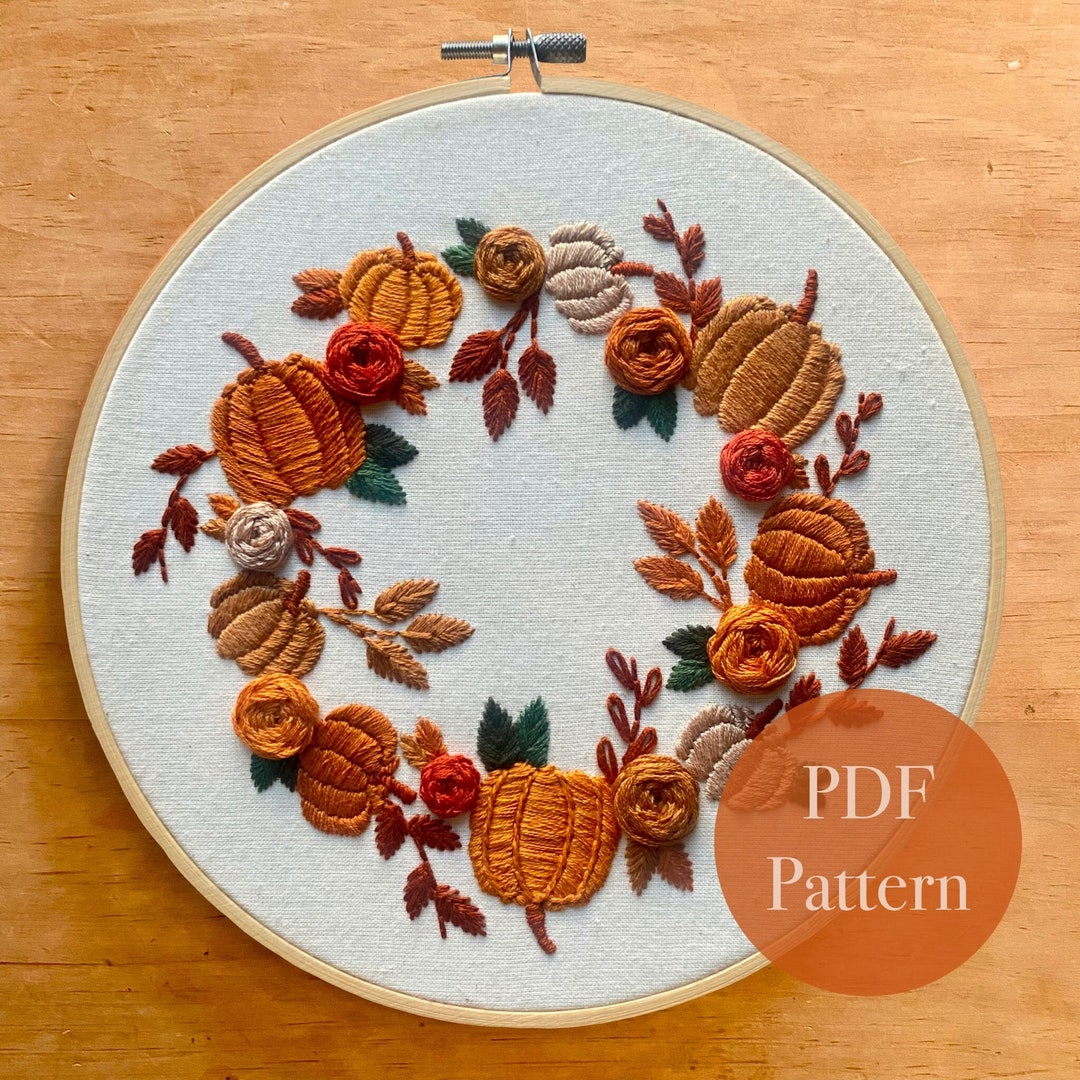 Pumpkin Season | Autumn Fall | Embroidery Hoop Art PDF Pattern ...