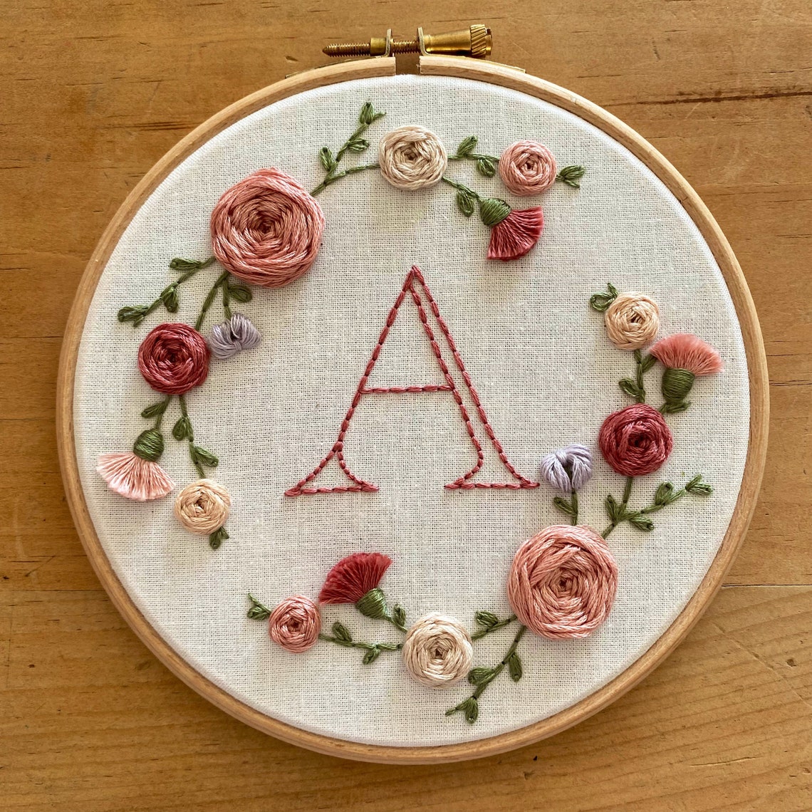 Floral Initial Hoop Embroidery Pattern Digital Download | Etsy