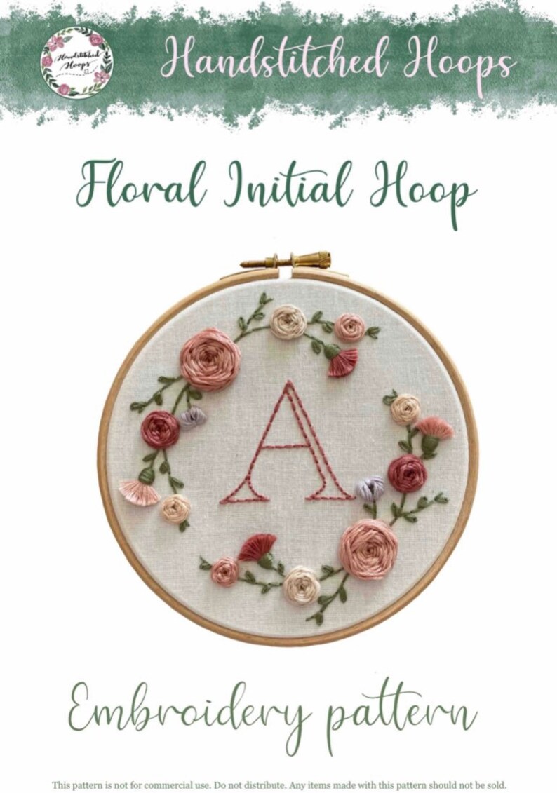 Floral Initial Hoop Embroidery Pattern | Digital Download | Full ...