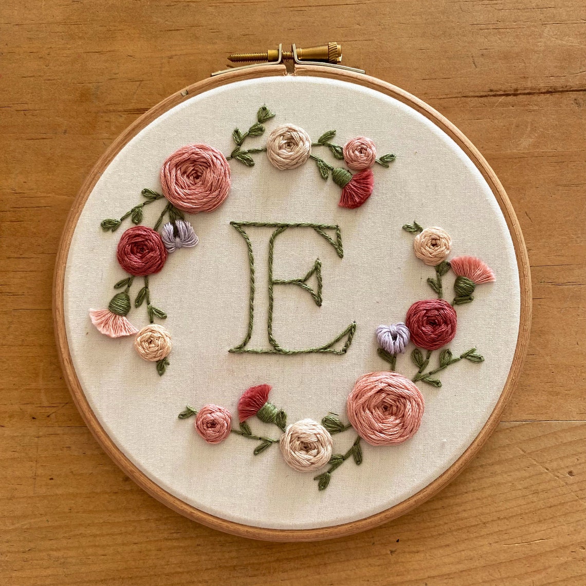 Floral Initial Hoop Embroidery Pattern Digital Download | Etsy