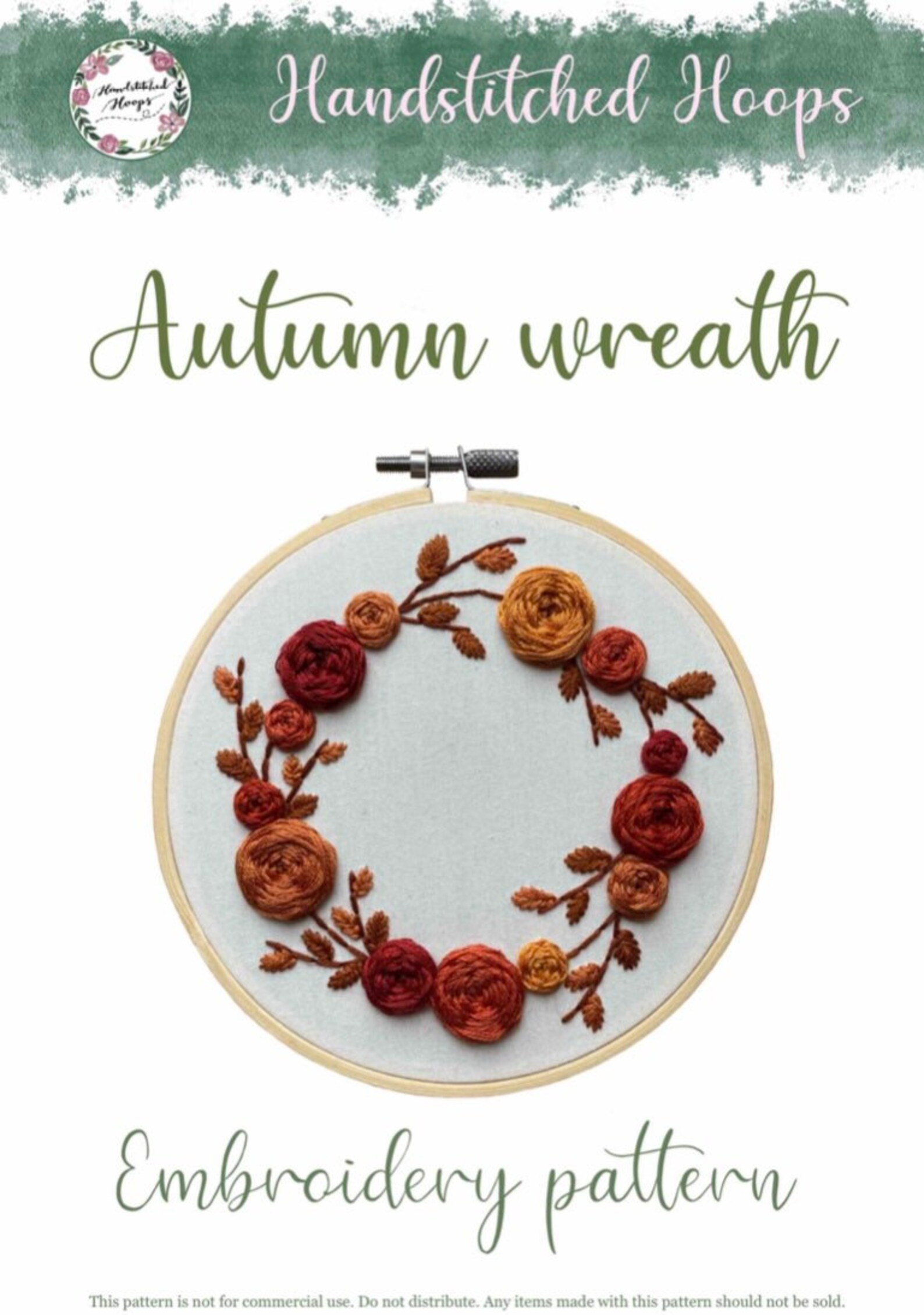 Autumn Wreath | Fall Wreath | Embroidery Hoop Art PDF Pattern | Digital ...