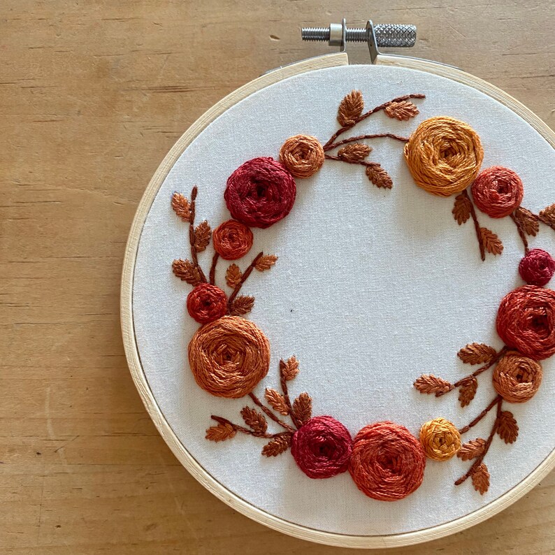 Autumn Wreath | Fall Wreath | Embroidery Hoop Art PDF Pattern | Digital ...