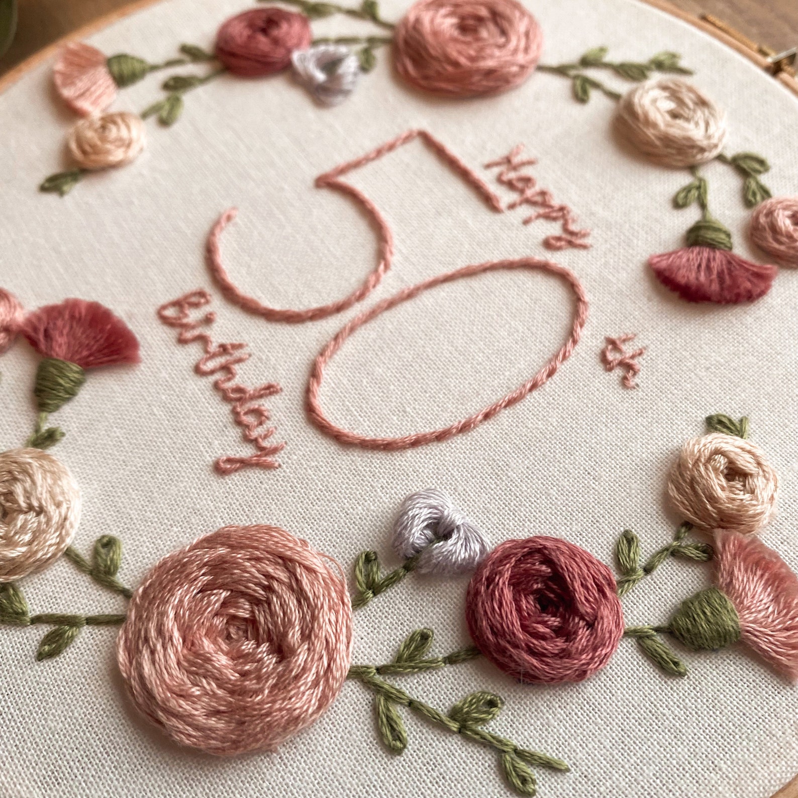 Floral Birthday Hoop Embroidery Pattern | Digital Download | 13th 16th ...