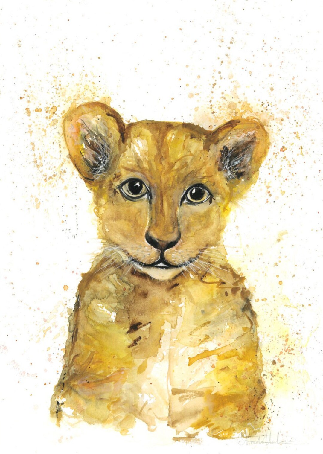 Lion Cub Watercolour Art Print A3 Animal Nursery Bedroom - Etsy