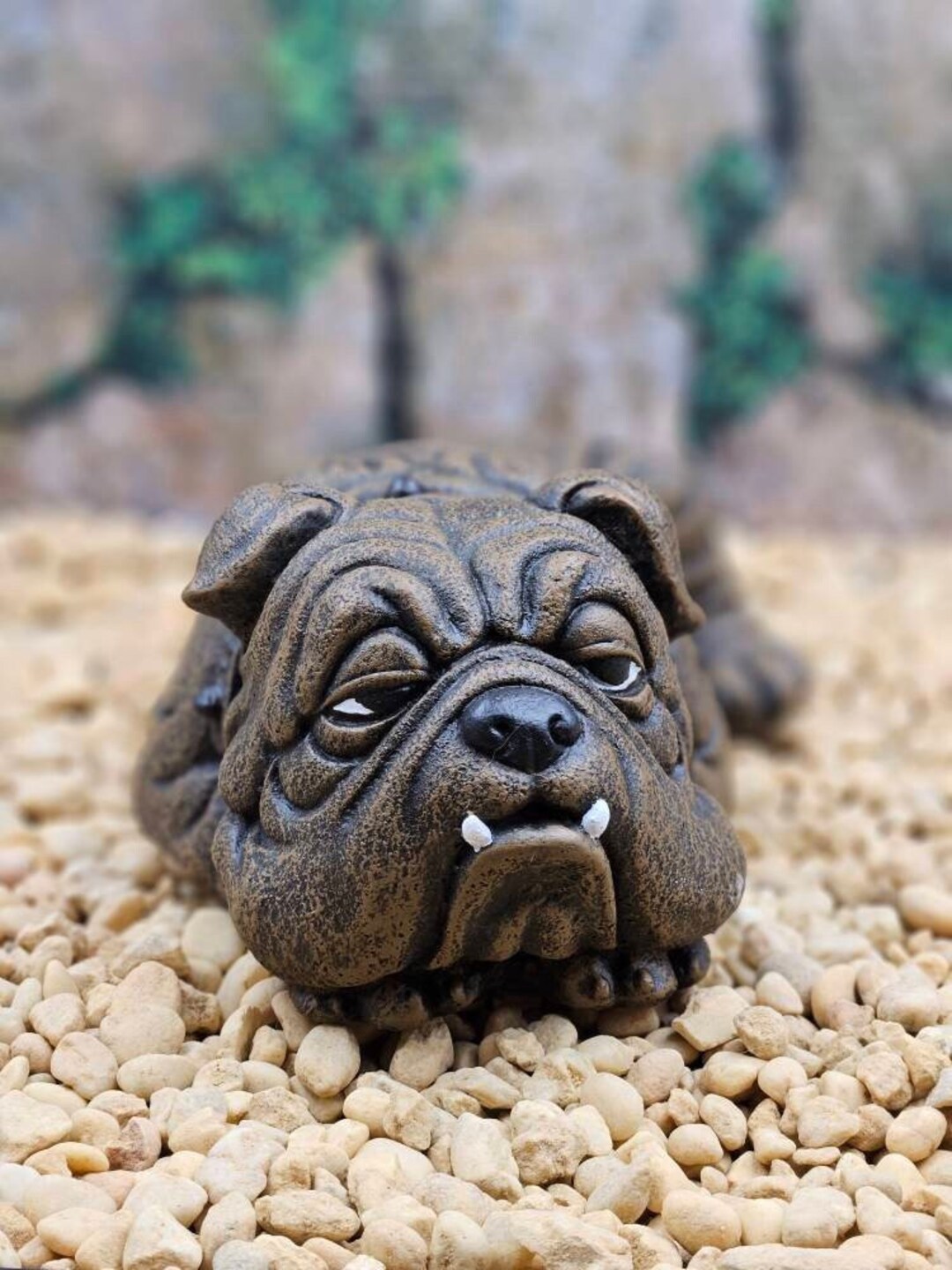 English Bulldog Statue, Concrete Bulldog Decor, Sleepy Bulldog, English ...
