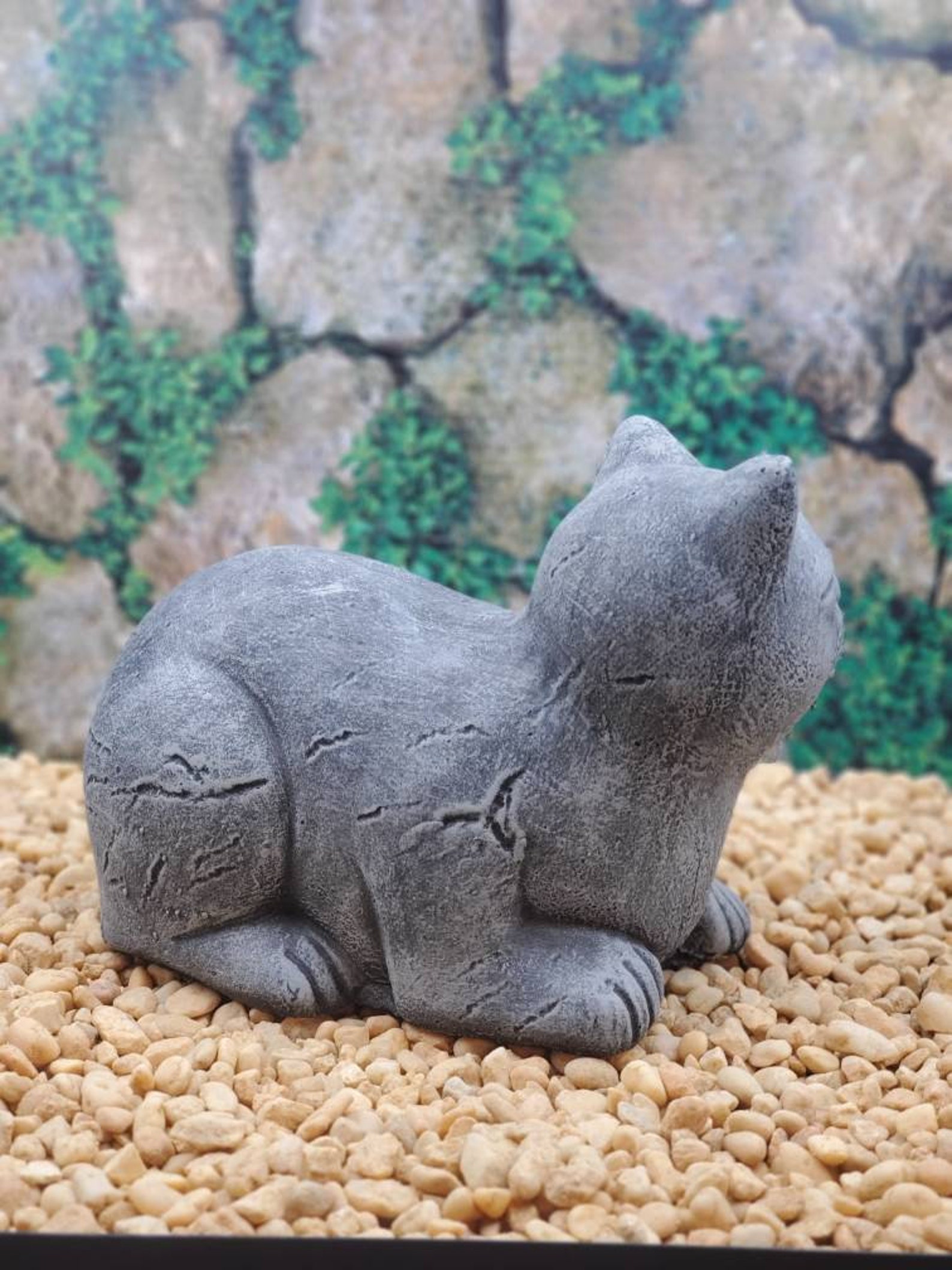 Cat Statue Concrete Cat Folk Art Cat Decor Concrete Cat - Etsy
