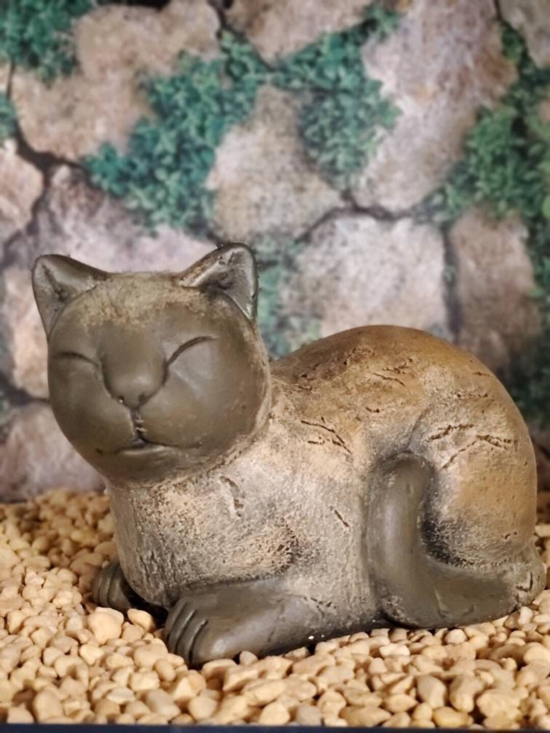 Cat Statue, Siamese Cat, Concrete Cat Folk Art Cat Decor, Concrete Cat ...