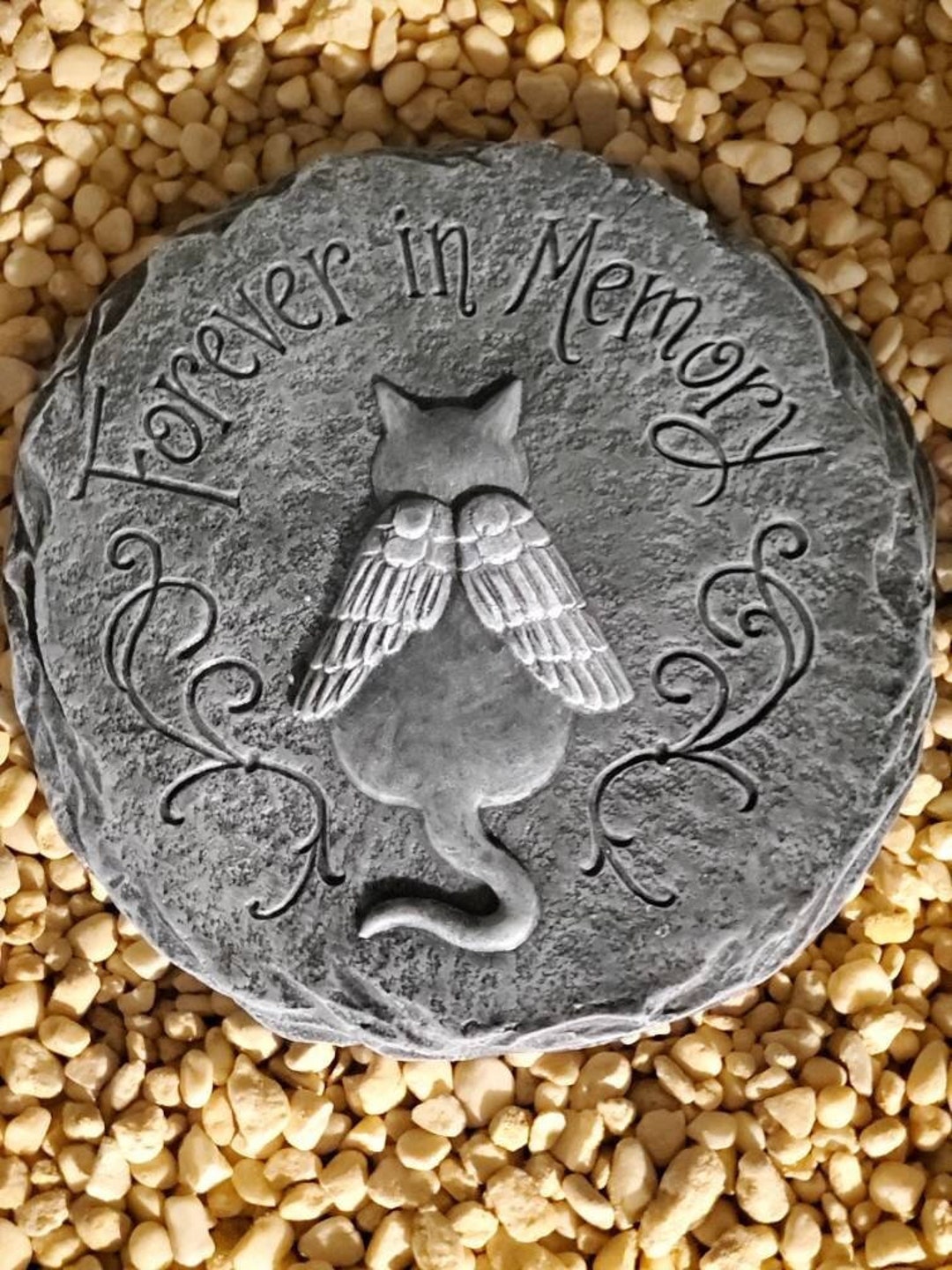 Cat Memorial Handmade Concrete Decorative Stone, Outdoor Pet Memorial ...