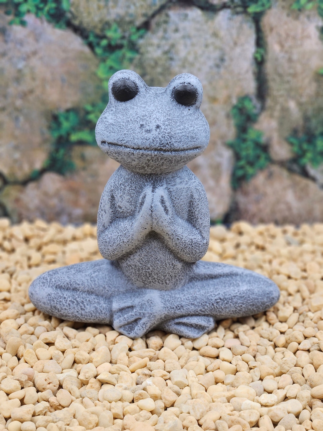 Frog Statue, Zen Yoga Garden Frog Statue, Handmade Concrete Frog, Zen Garden Statue, Garden Frog ...