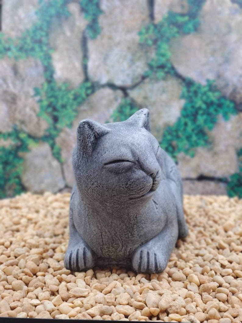 Cat Statue Concrete Cat Folk Art Cat Decor Concrete Cat - Etsy