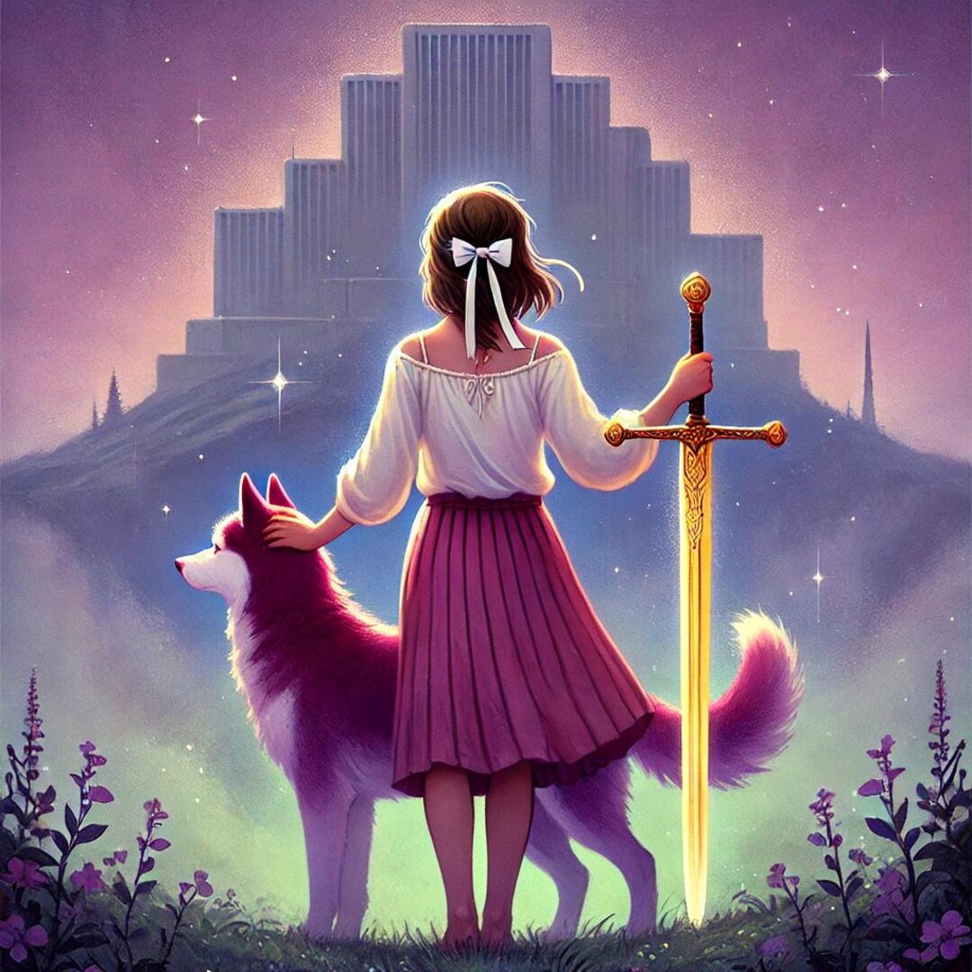 The Ember Sentinel Magical Art Print of a Warrior and Her Husky ...