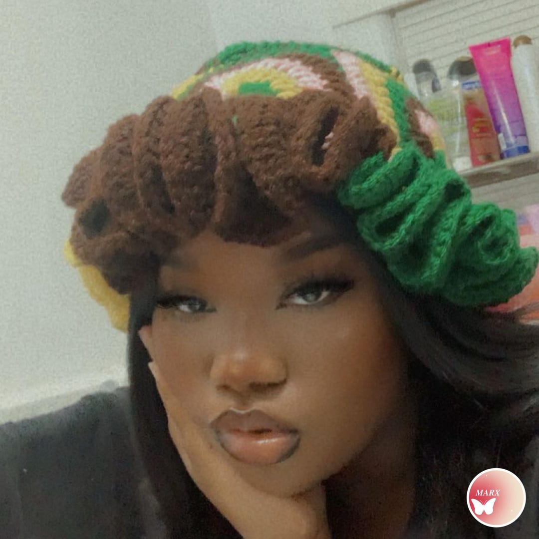 Spiral Ruffle Beanie – Handmade Crochet Hat, Bold & Expressive, Unique ...