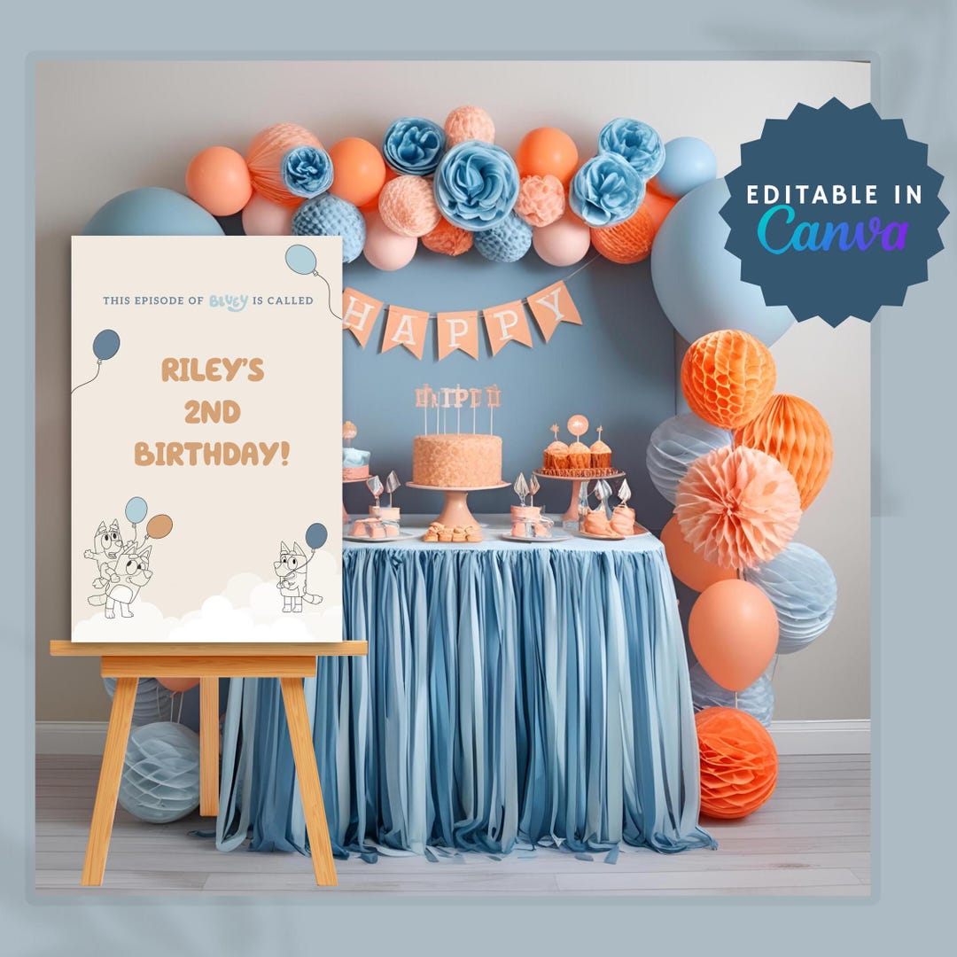 Bluey Birthday Editable Welcome Sign Bluey Party Poster Decor Party ...