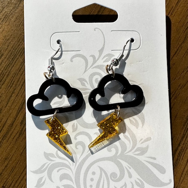 Cloud Lightning Bolt Earrings - Etsy