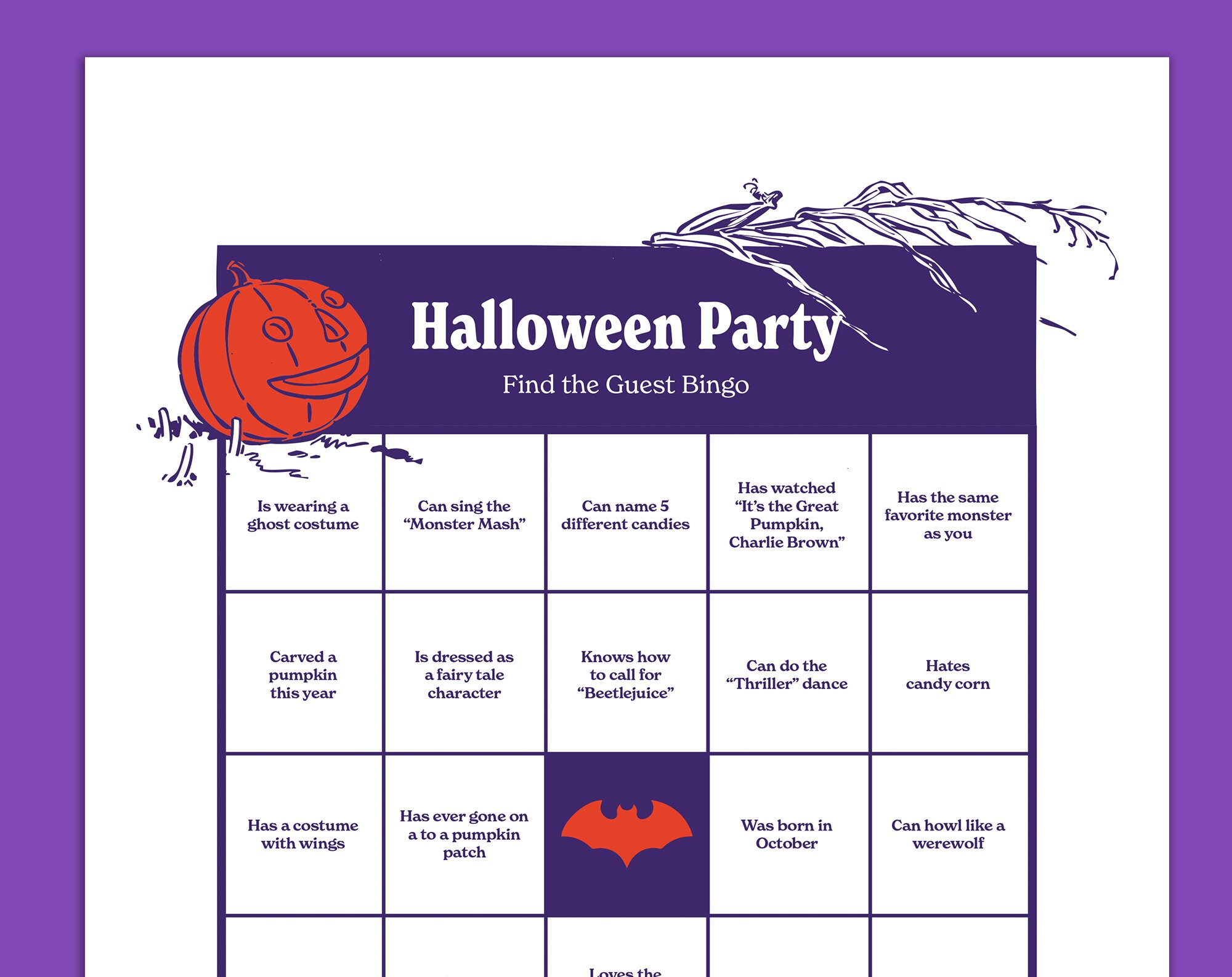 Halloween Party Bingo Game Printable Instant Download PDF - Etsy