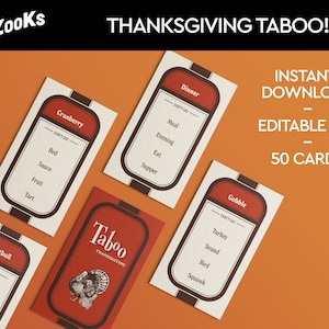 Thanksgiving Taboo Game | Printable Instant Download PDF - Etsy