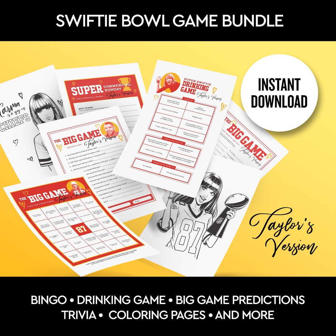Taylor Swift + Chiefs Super Bowl 2024 Party Game Bundle | Drinking Game ...