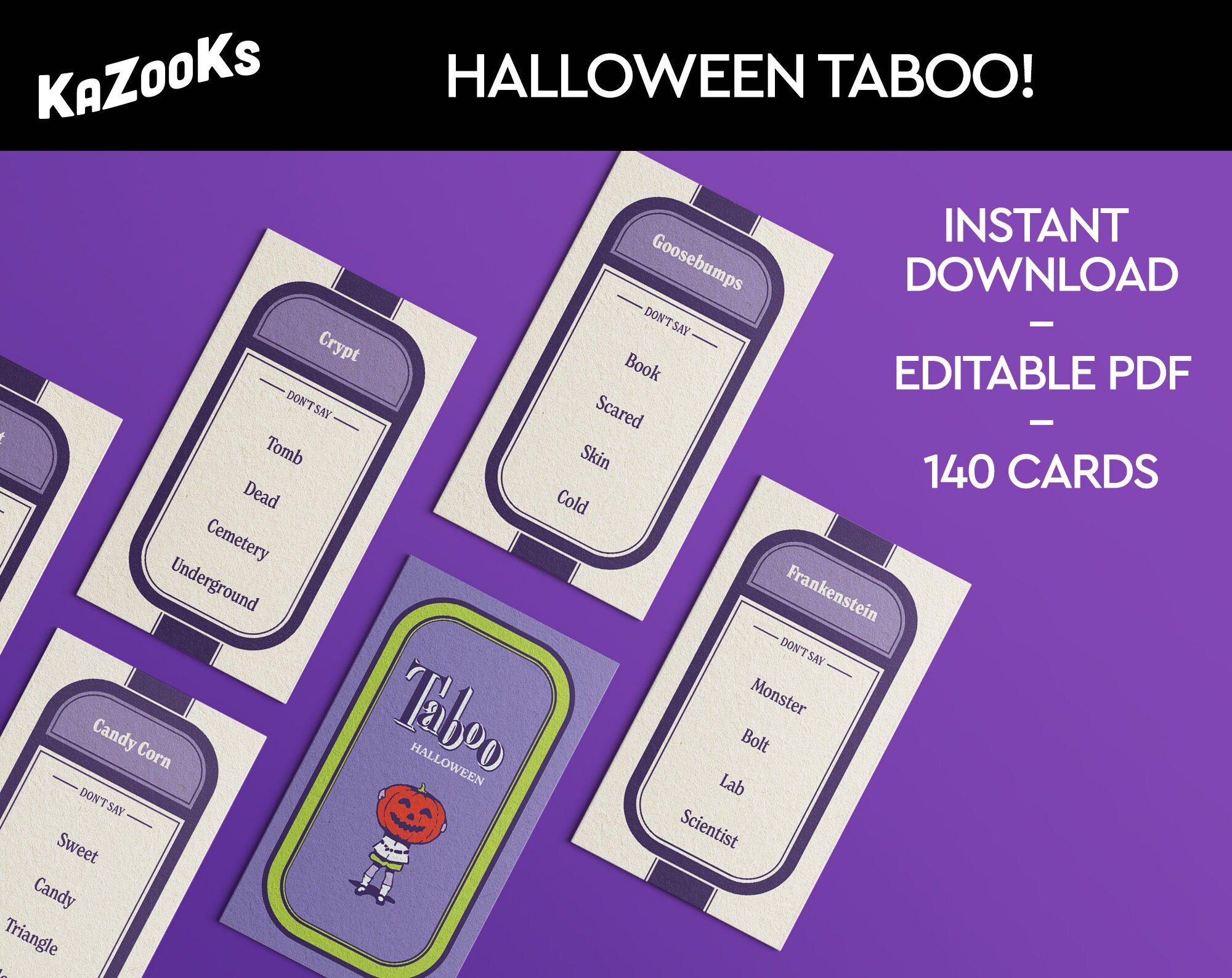 Halloween Taboo Game Printable Instant Download PDF - Etsy