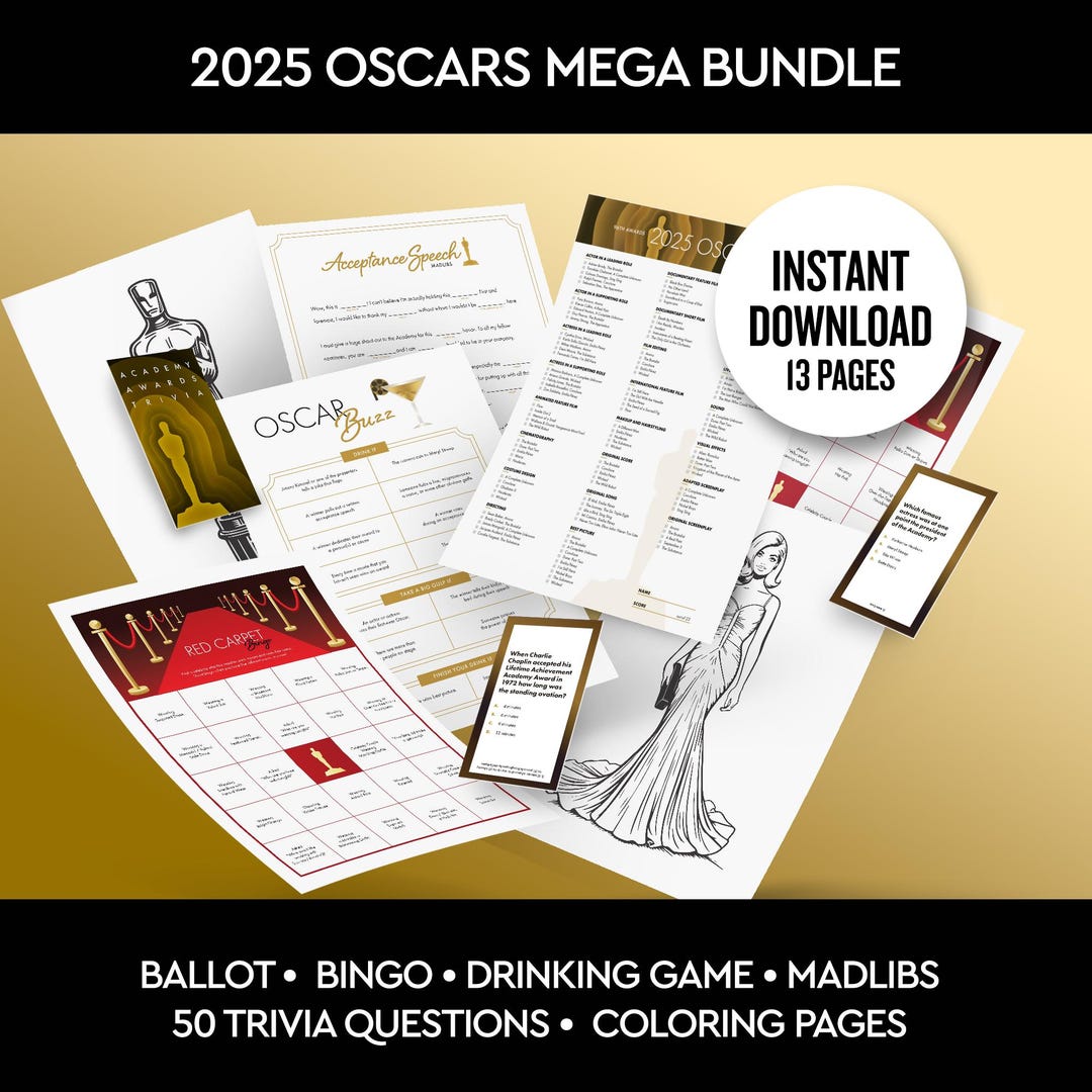 2025 Oscars MEGA Game Bundle | Ballot, Bingo, Trivia and More Printable ...
