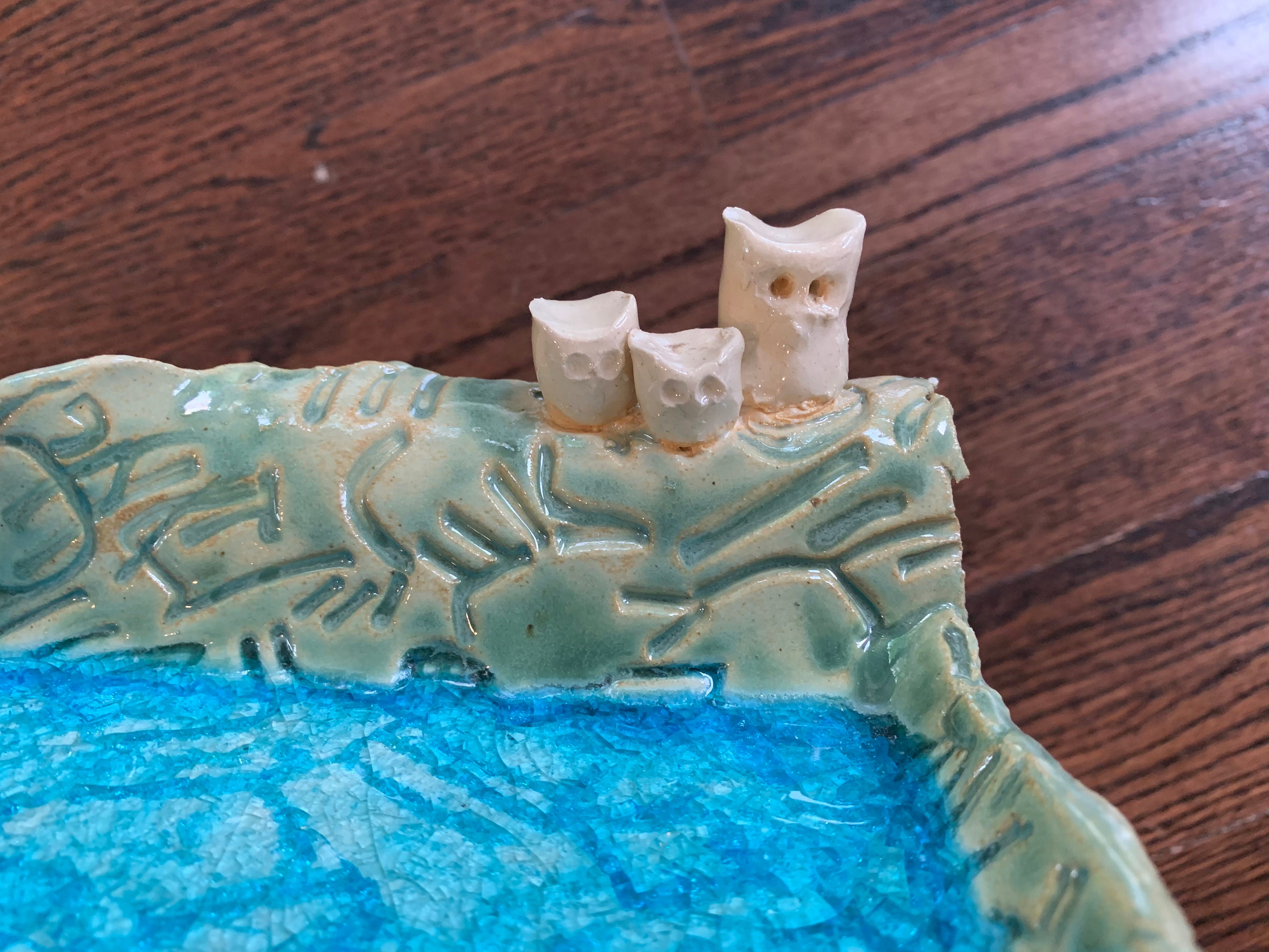 Adorable Owl Tray With Blue Glass - Etsy