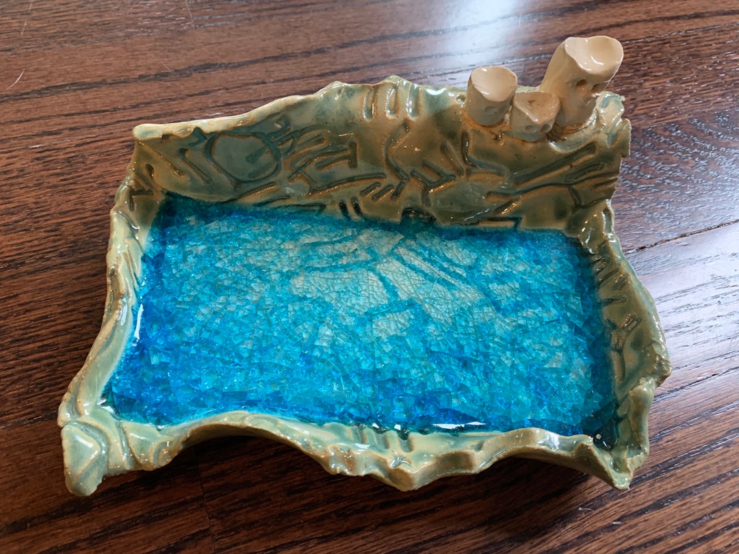 Adorable Owl Tray With Blue Glass - Etsy