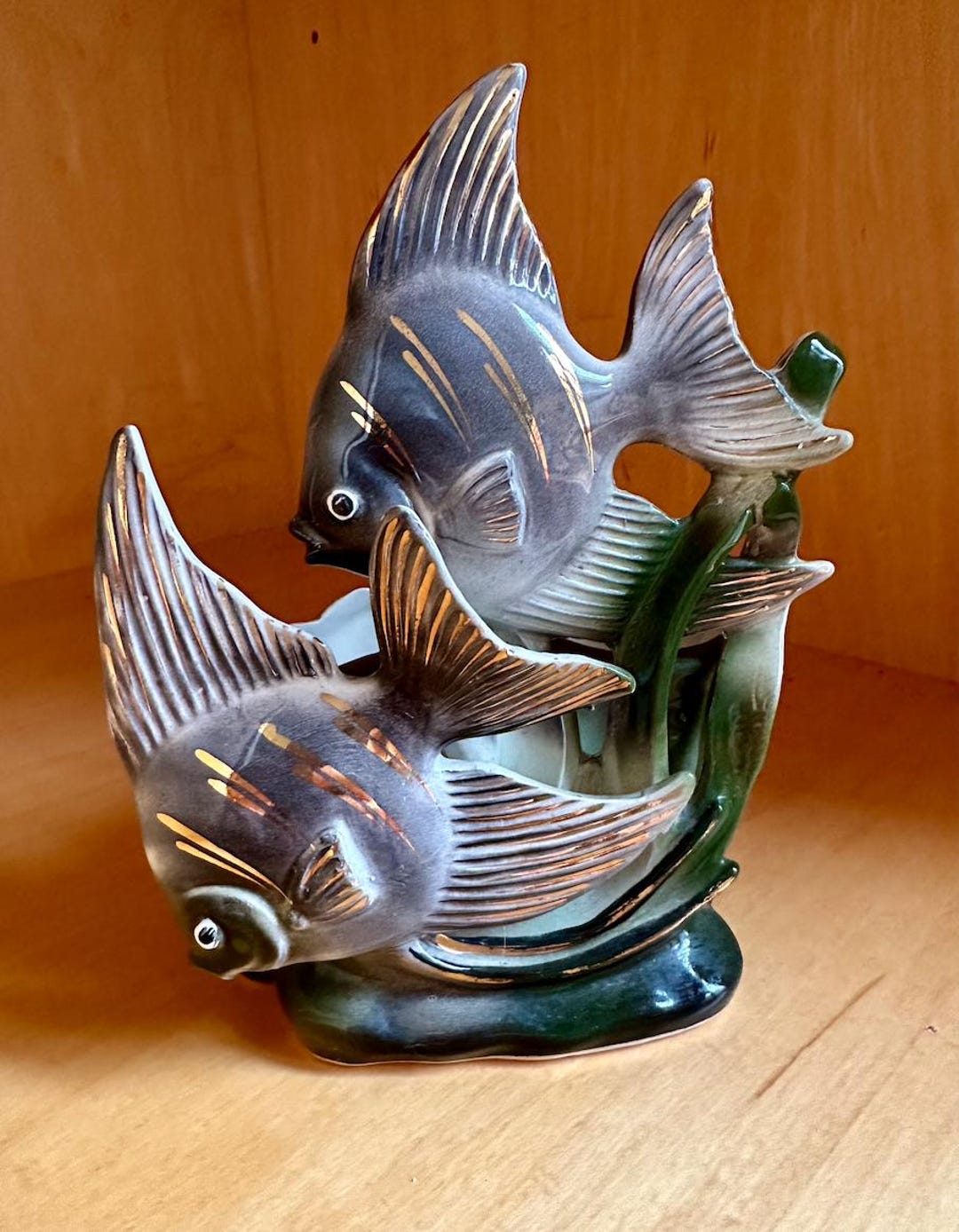 Vintage Japanese Sea Green Angel Fish Ceramic Planter - Etsy