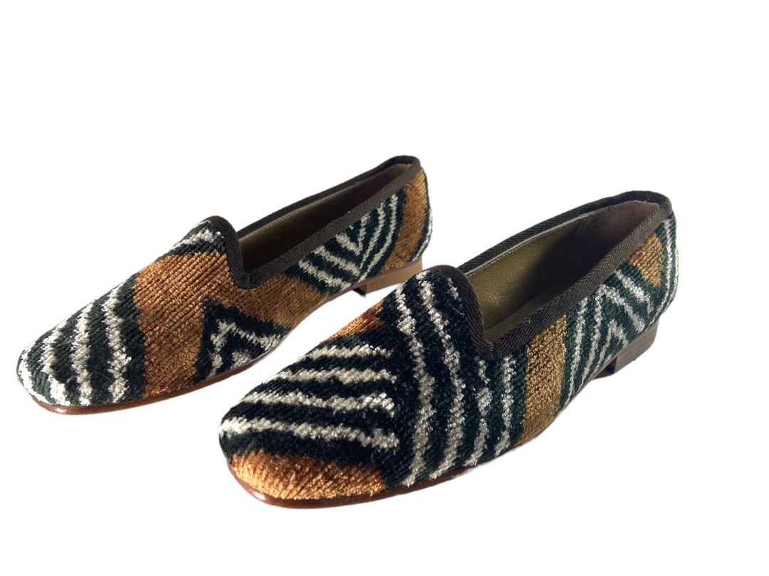 Women Kilim Shoes, Women Kilim Loafers, Women Loafers, Leather Sole ...