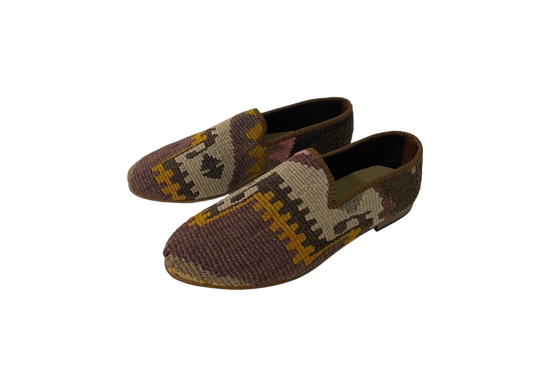 Carpet Shoes, Vintage Shoes, Kilim Loafers, Kilim Shoes, Leather Sole ...