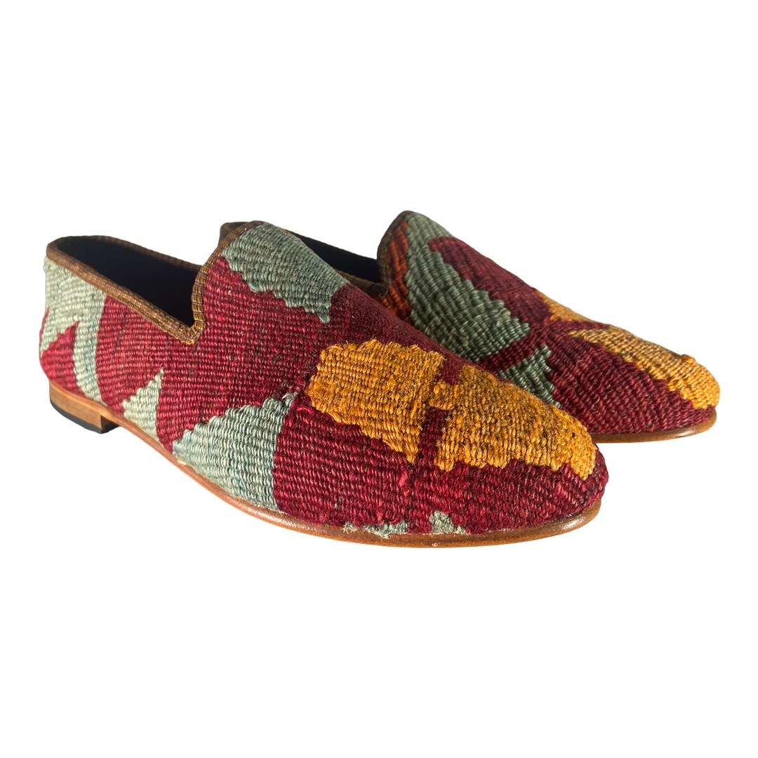 Kilim Shoes, Carpet Shoes, Vintage Shoes, Kilim Loafers, Leather Sole ...