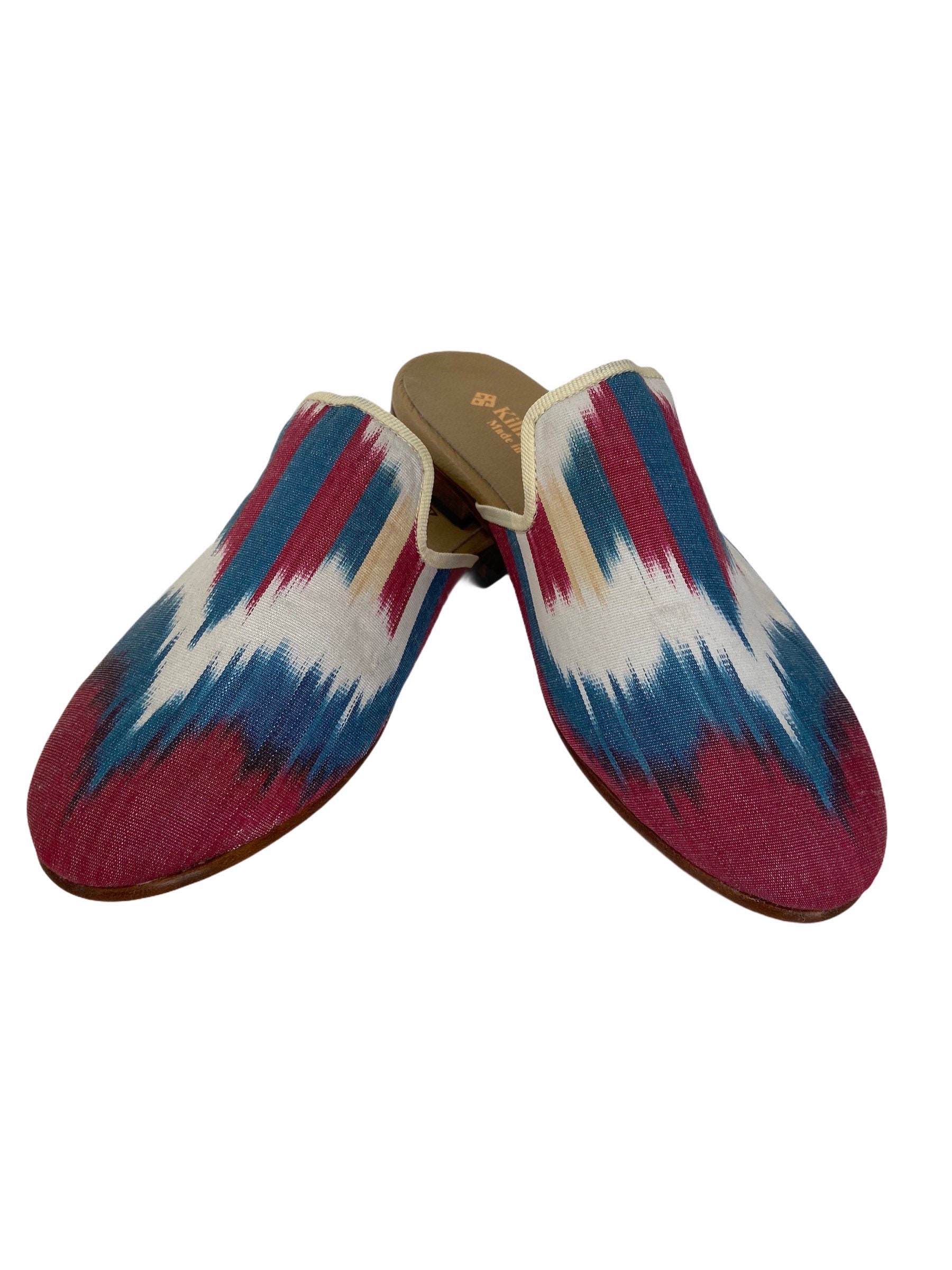 Silk Ikat Slippers, Ikat Slippers Size 7, Ikat Mules, Silk Slippers ...