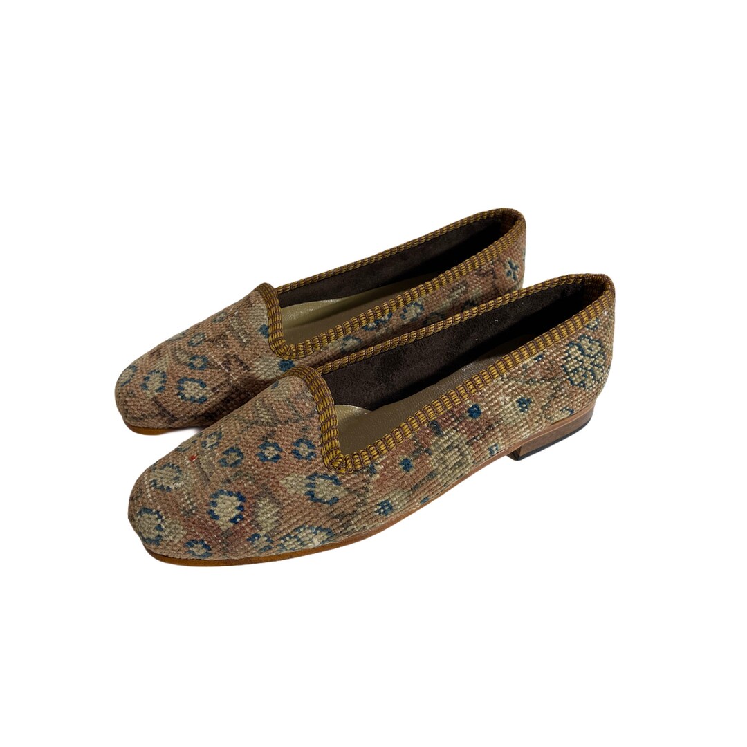 Women Carpet Shoes Size 5, Women Shoes, Leather Sole Shoes, Vintage ...
