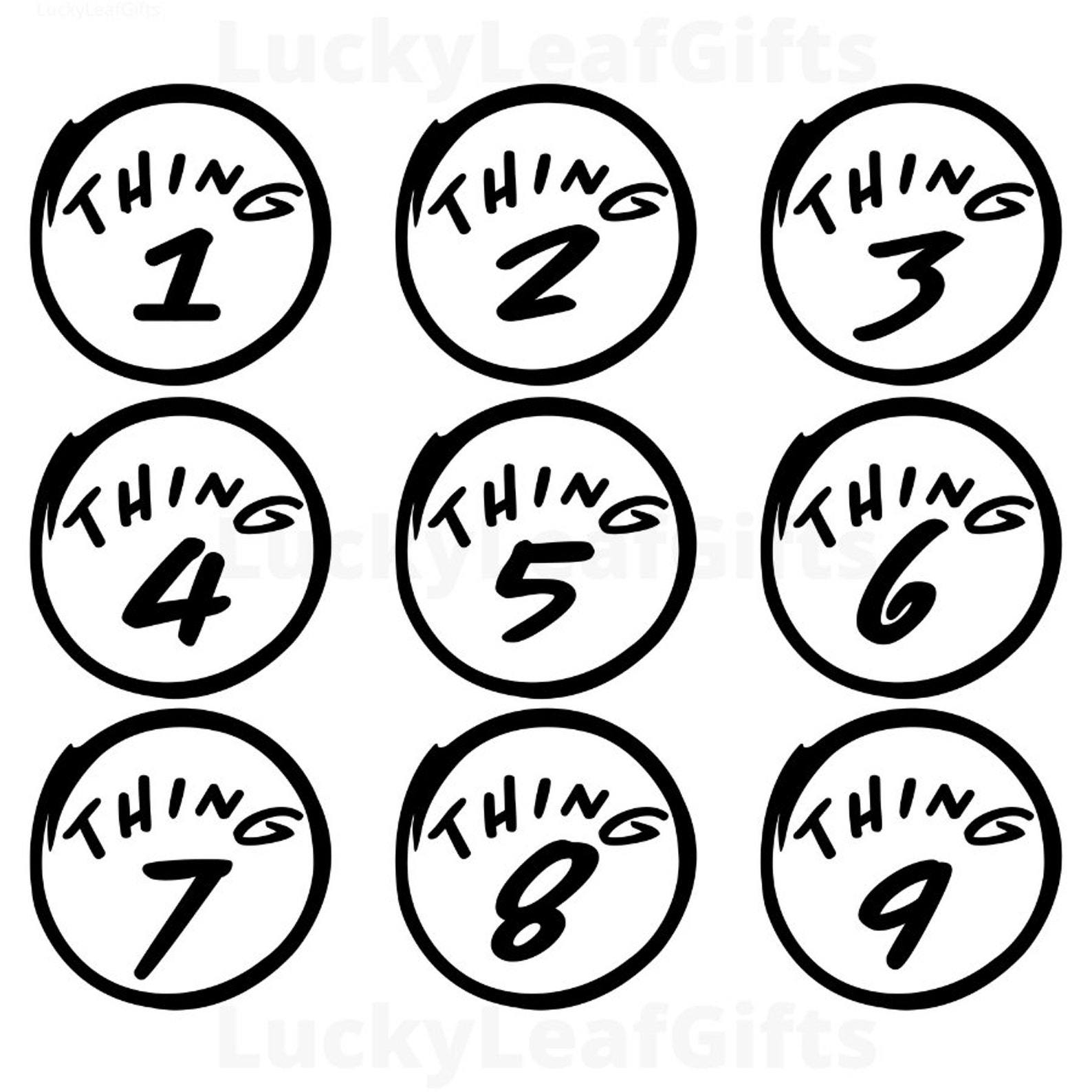 Thing 1-9 SVG Clipart: Cricut & Silhouette Cut Files (digital Download ...