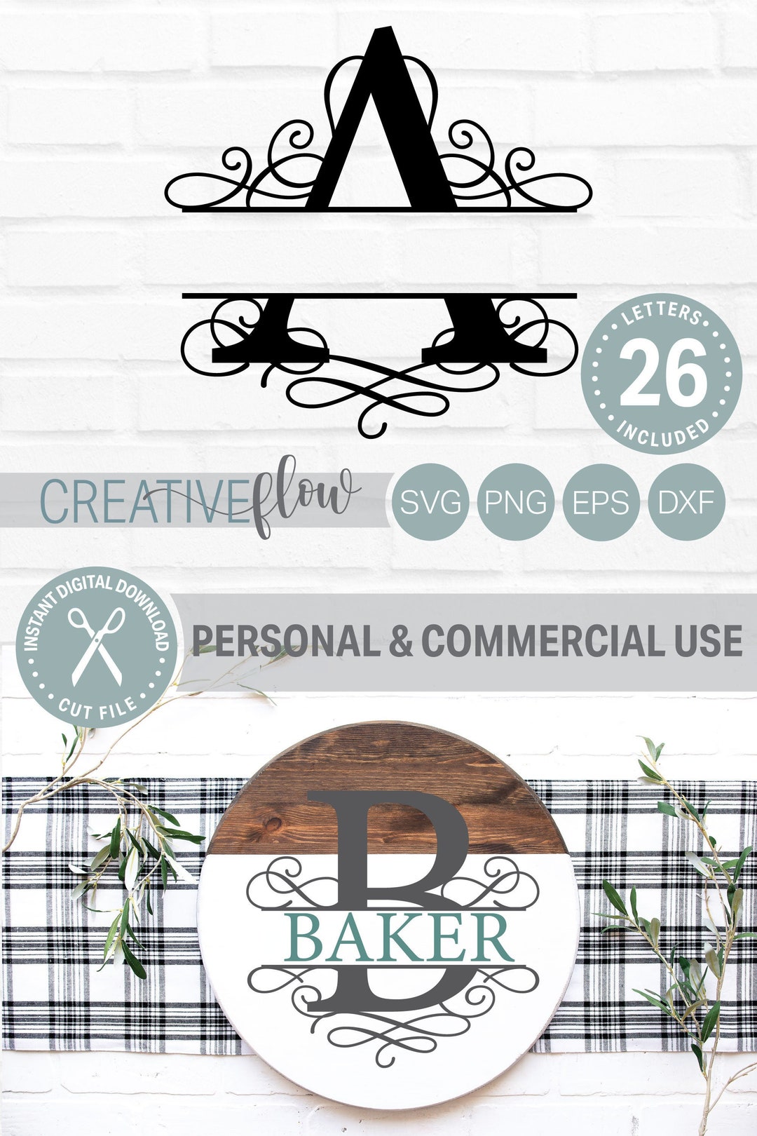 Split Monogram Svg Letter Alphabet Initial Font Monogram Cut Files for ...
