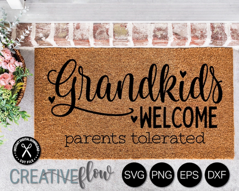 Funny Grandma SVG Grandkids Welcome Parents Tolerated Door - Etsy