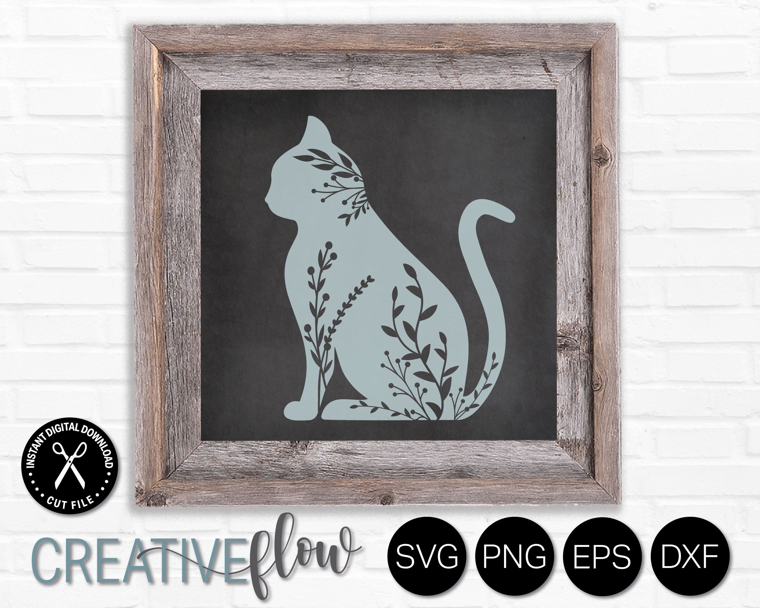 Floral Cat Silhouette Svg Kitten Svg Cricut Cut File for - Etsy