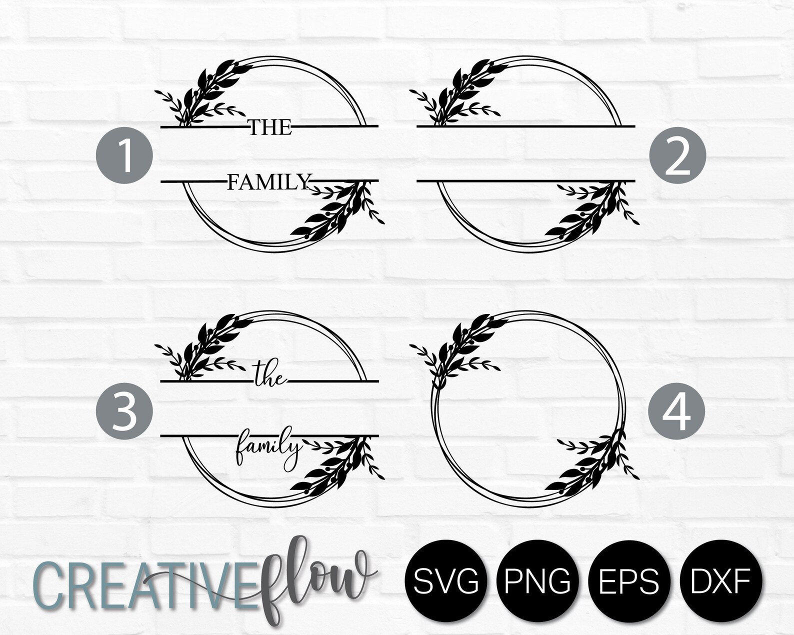Wreath Svg Split Monogram SVG Bundle Family Svg Last - Etsy