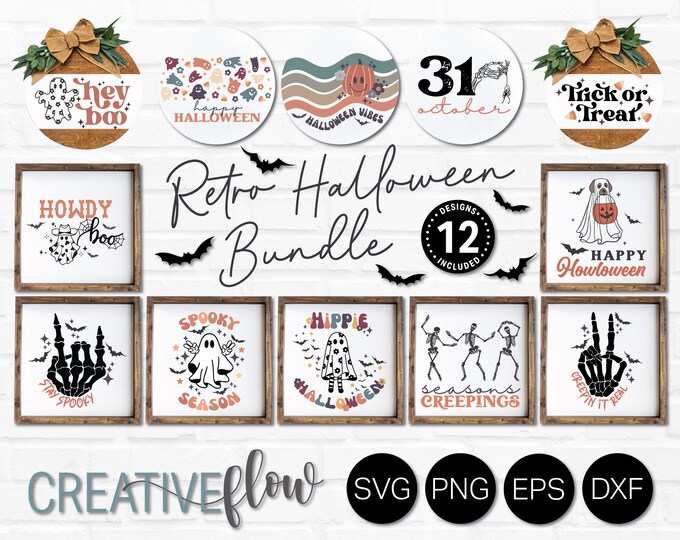 Groovy Retro Halloween Svg Bundle, Spooky Season Svg, Ghost Svg Files ...
