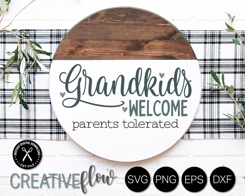 Funny Grandma SVG Grandkids Welcome Parents Tolerated Door - Etsy