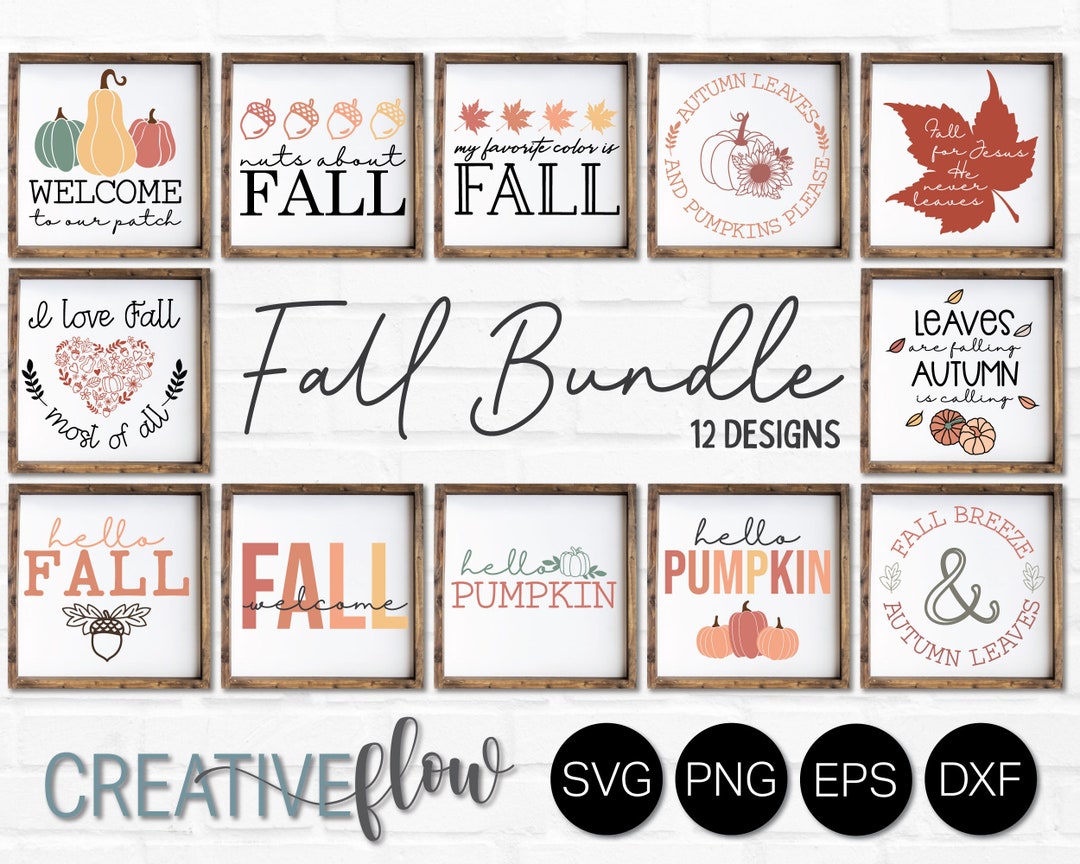 Fall Svg Bundle, Pumpkin SVG, Leaves Svg, Autumn Svg Files for Cricut ...