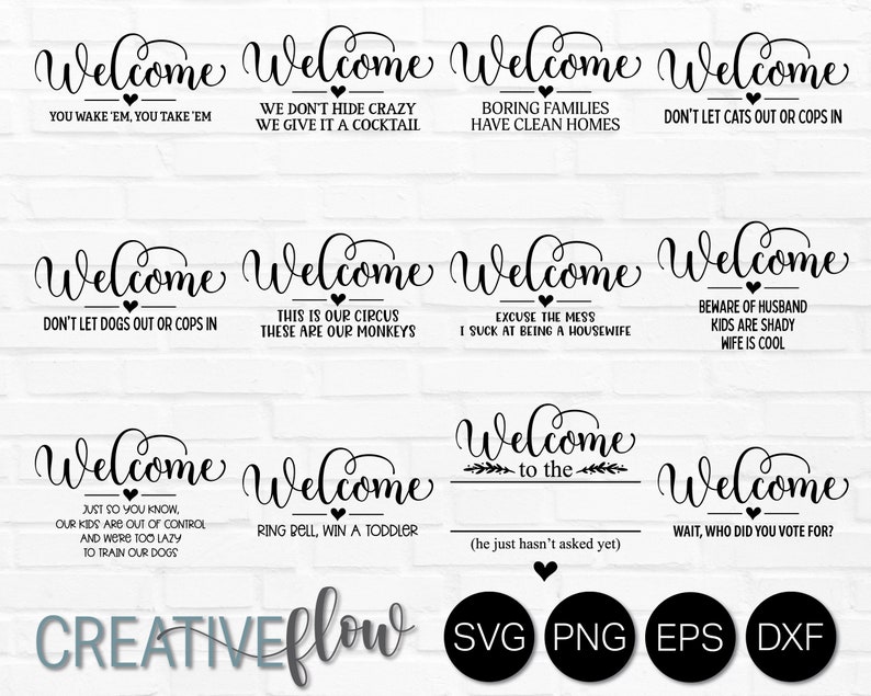 Welcome Svg Door Hanger Svg Bundle for Sassy Sarcastic - Etsy